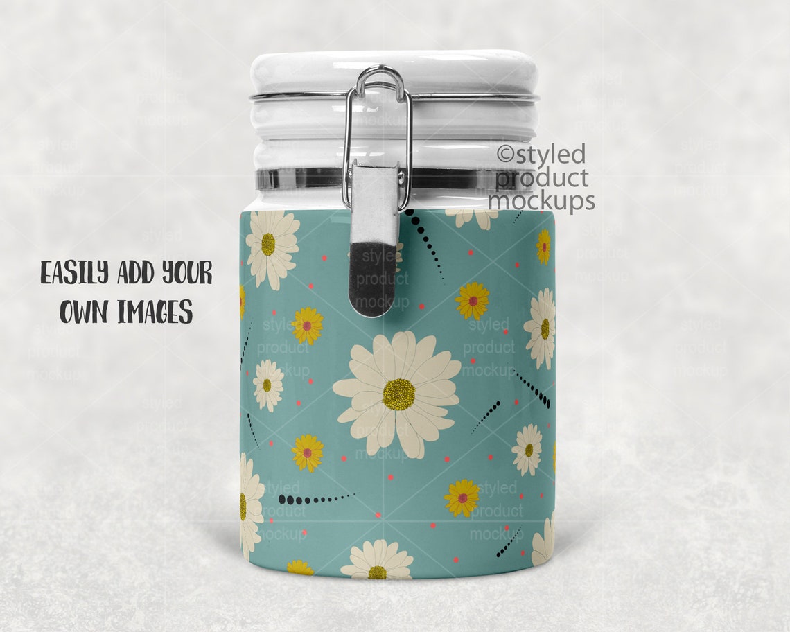 Dye Sublimation Small Ceramic Canister With Flip Top Mockup | Add Your ...
