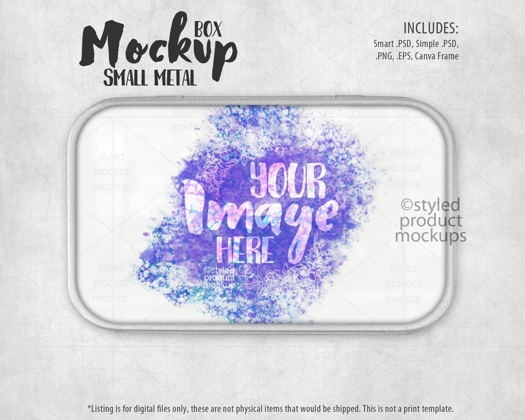Dye Sublimation Small Metal Box Mockup With Hinged Lid | Add Your Own ...