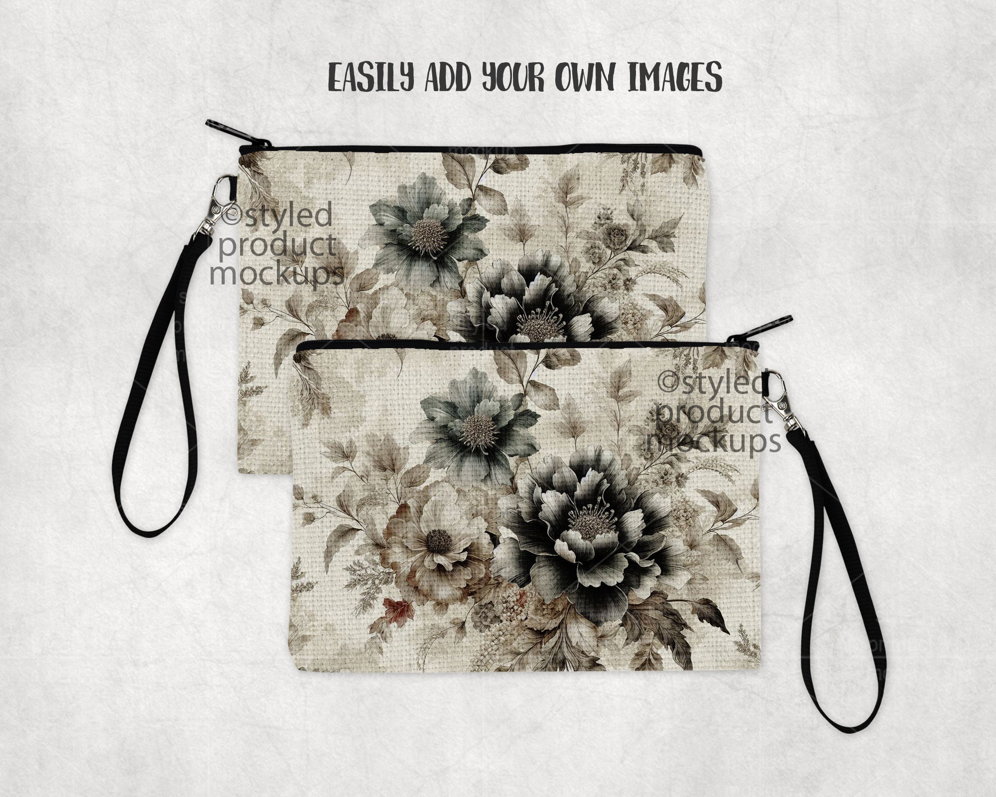 Dye Sublimation Linen Bag Mockup | Zipper Pouch With Wrist Strap ...