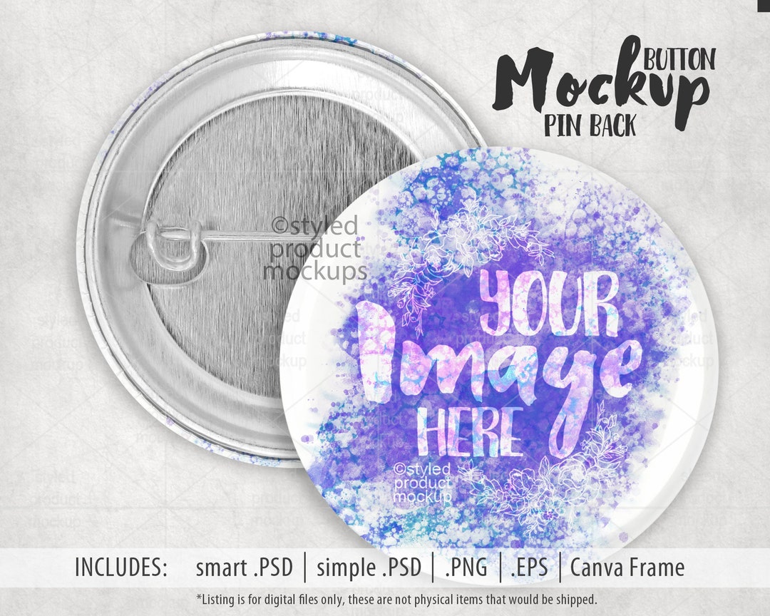 Round Pinback Button Mockup Add Your Own Image and Background Canva ...