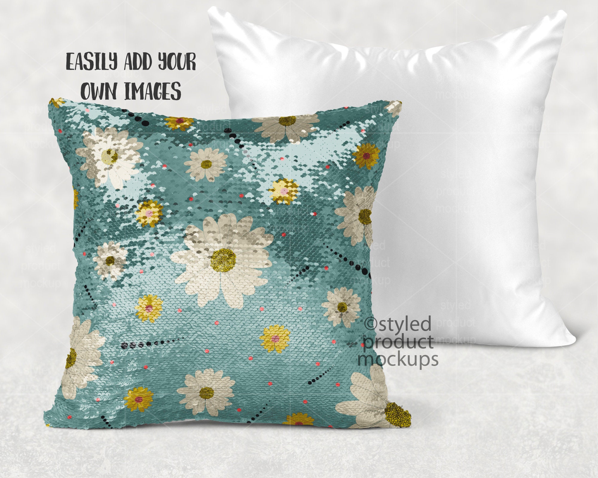 Dye Sublimation Sequin Pillow – Metallic Mockup | Add Your Own Image ...
