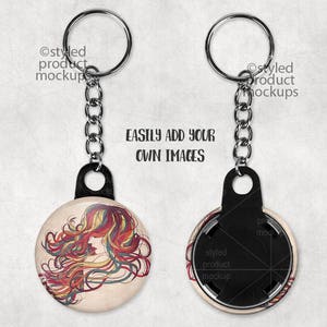 Button Keychain Mockup Template With Front and Back View | Add Your Own ...