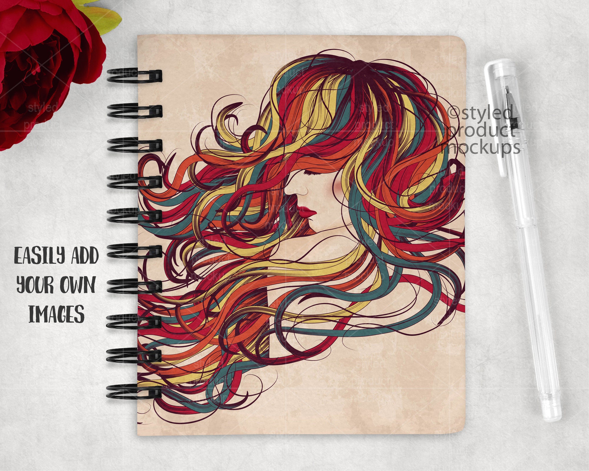 Dye Sublimation 4x6 Small Spiral Fabric Notebook Mockup Add | Etsy