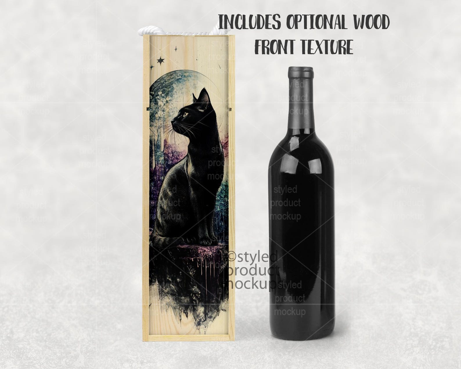 Dye Sublimation Natural Wood Wine Box Mockup Template | Add Your Own ...