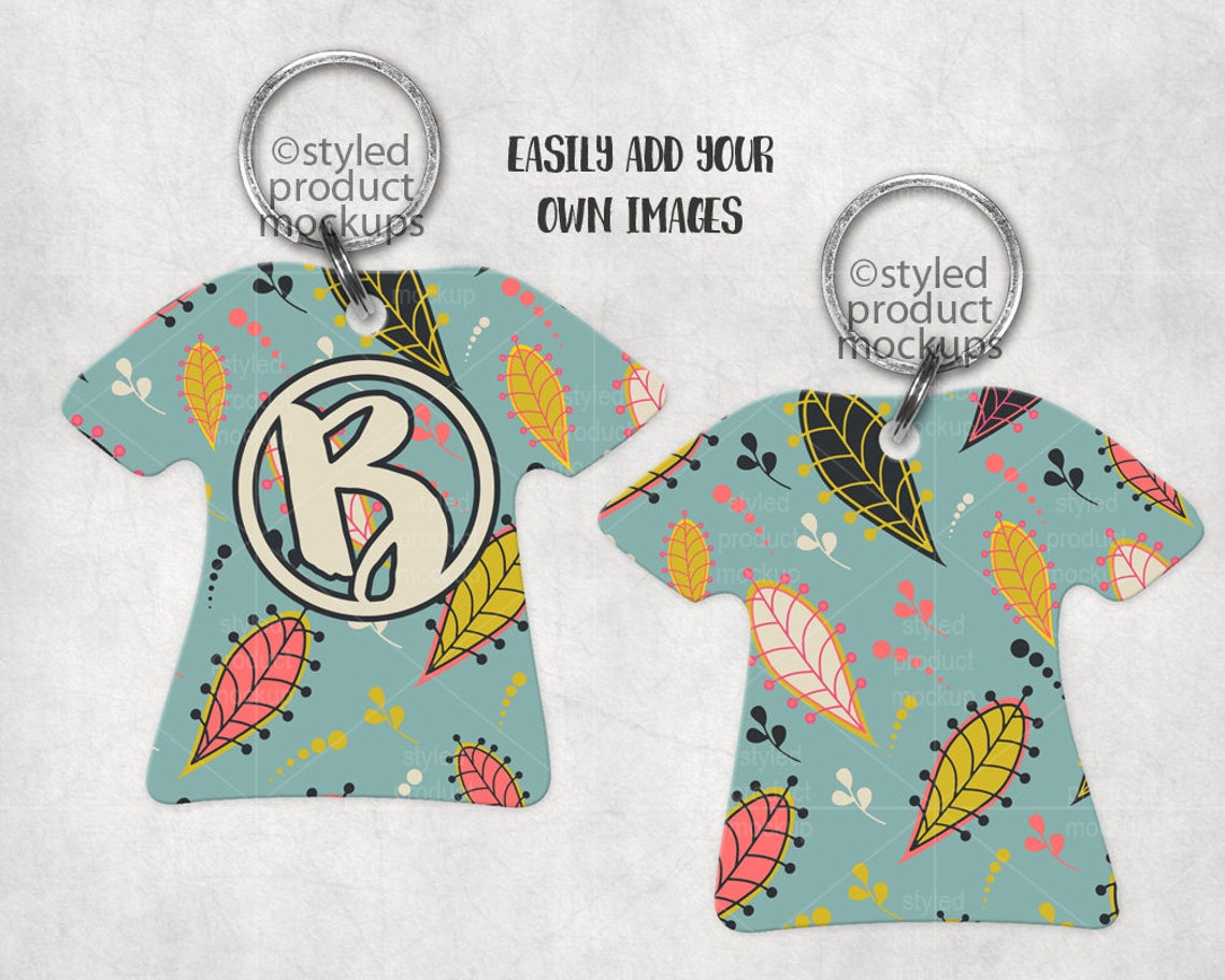 Two Sided T-shirt Shaped Keychain Mockup Template | Add Your Own Image ...