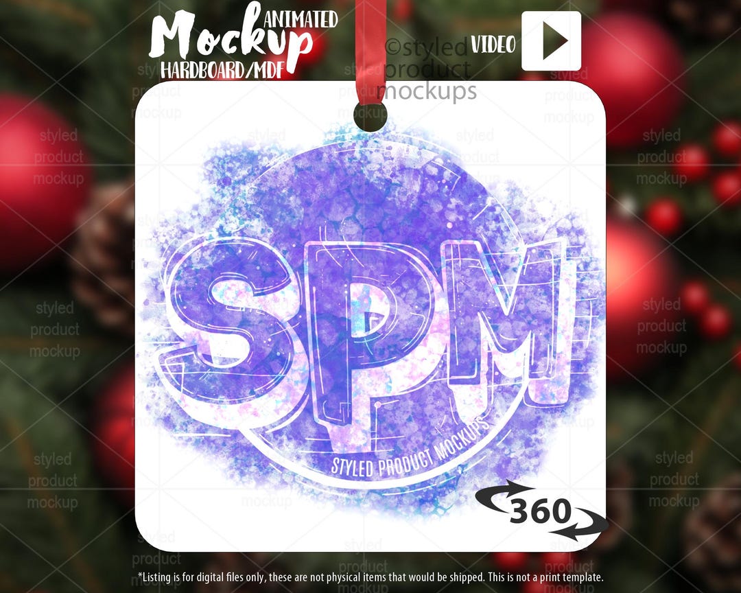 Animated Square Ornament Video Mockup: Hardboard MDF - Etsy