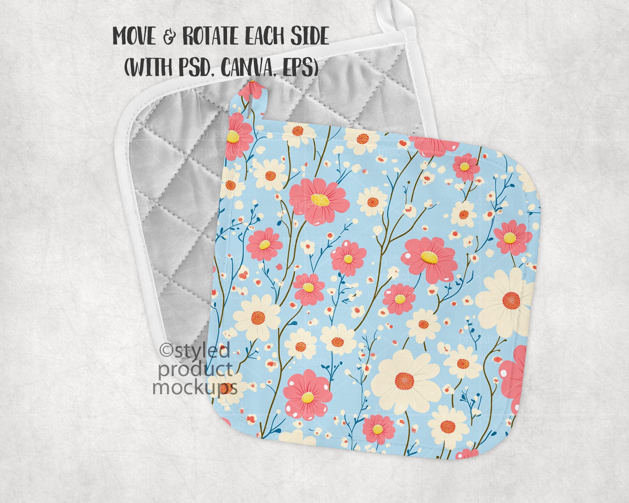 Dye Sublimation Pot Holder With Corner Loop Mockup | Add Your Own Image ...