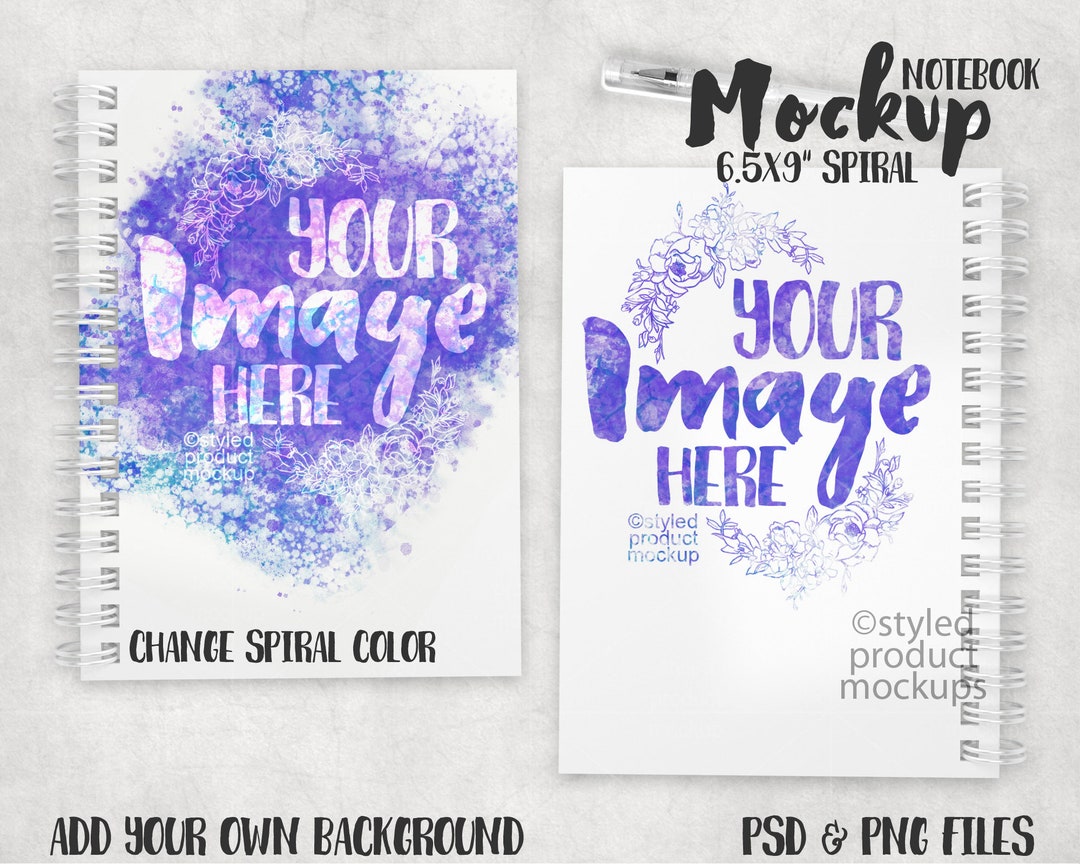 Dye Sublimation 6.5 X 9 Inch Wire O Spiral Notebook Mockup | Add Your ...