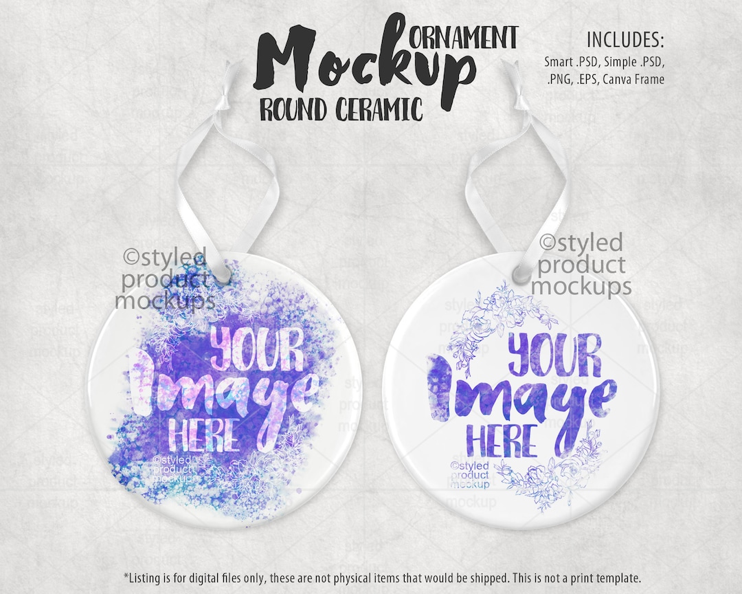 Dye Sublimation Round Ceramic Ornament Mockup | Add Your Own Image and ...