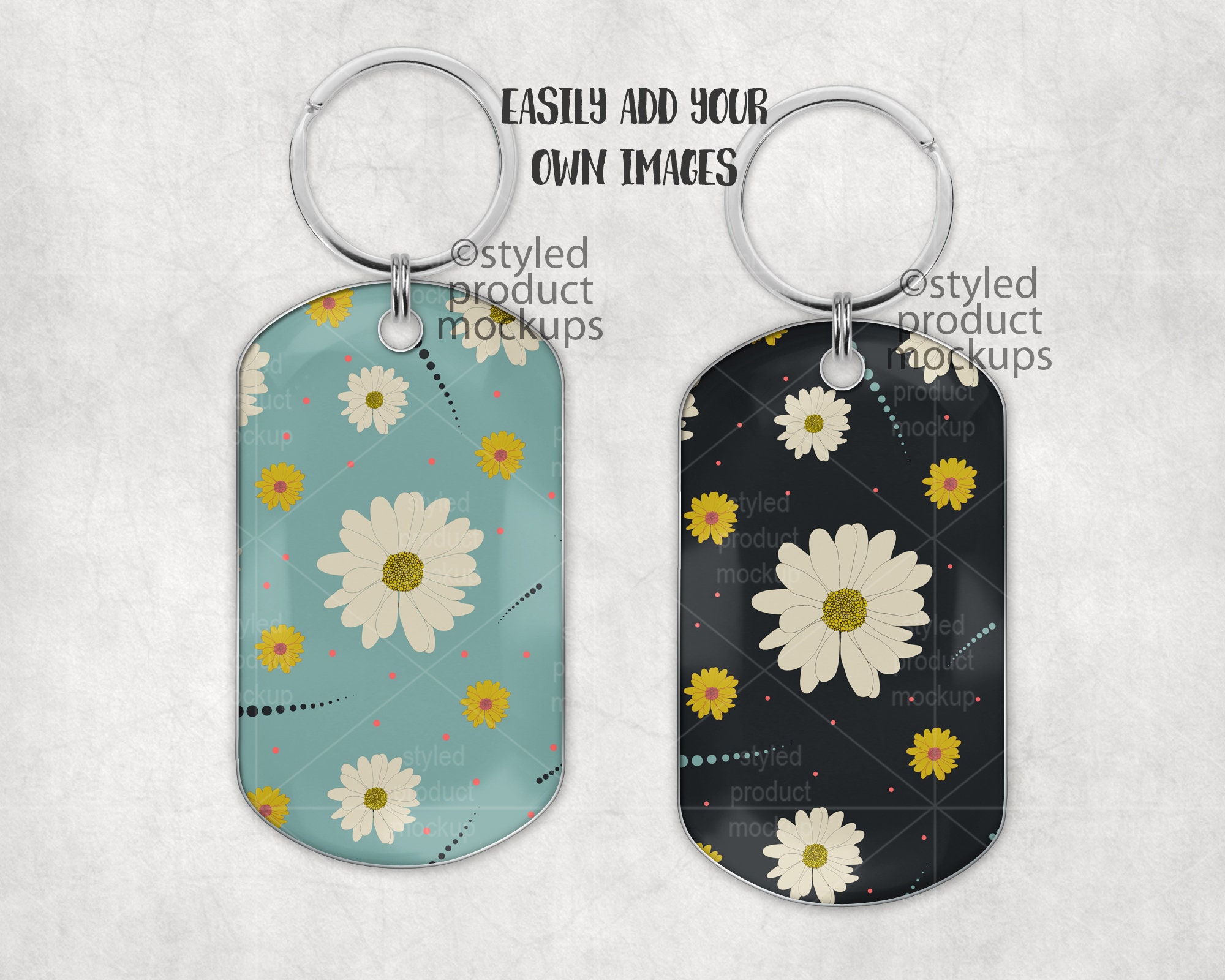 Dye Sublimation Dog Tag Metal Keychain Mockup Add Your Own - Etsy
