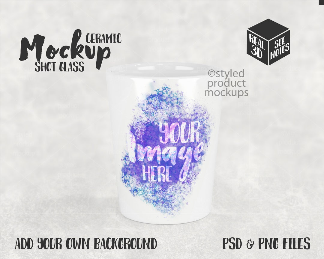 Dye Sublimation Ceramic Shot Glass Mockup | Add Your Own Image and ...