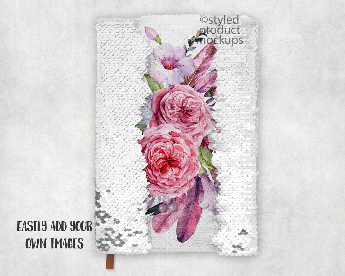 Dye Sublimation Sequin Notebook Mockup Add Your Own Image | Etsy