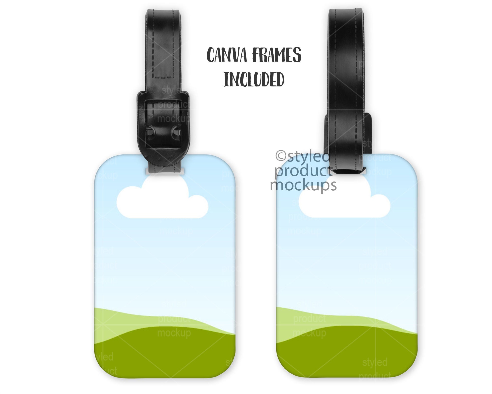 Dye Sublimation Rectangle Luggage Tag With Black Strap Mockup - Etsy