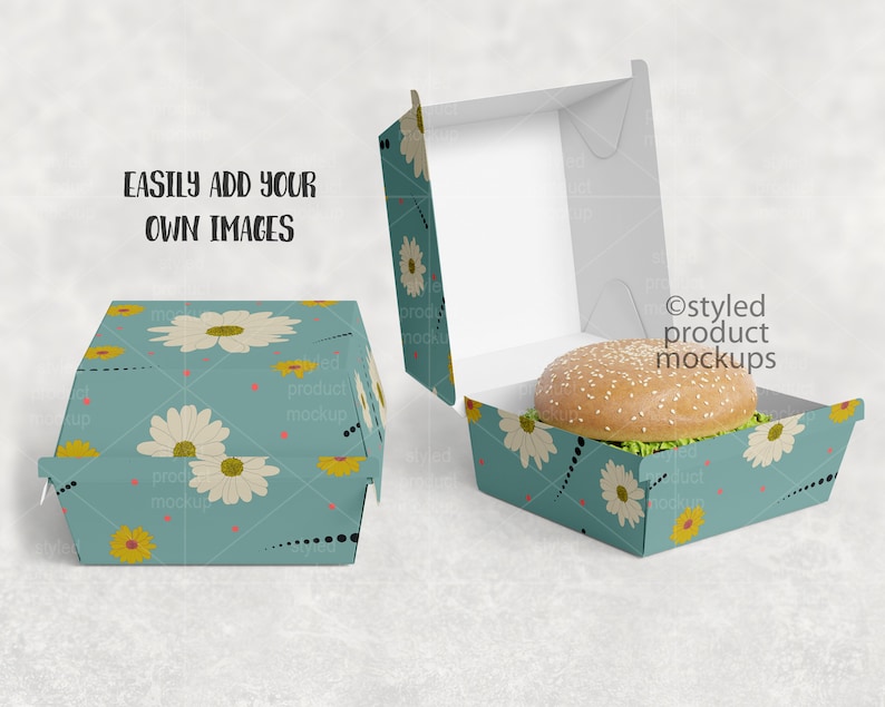 Party Favor Paper Burger Hamburger Box Mockup Add Your Own - Etsy