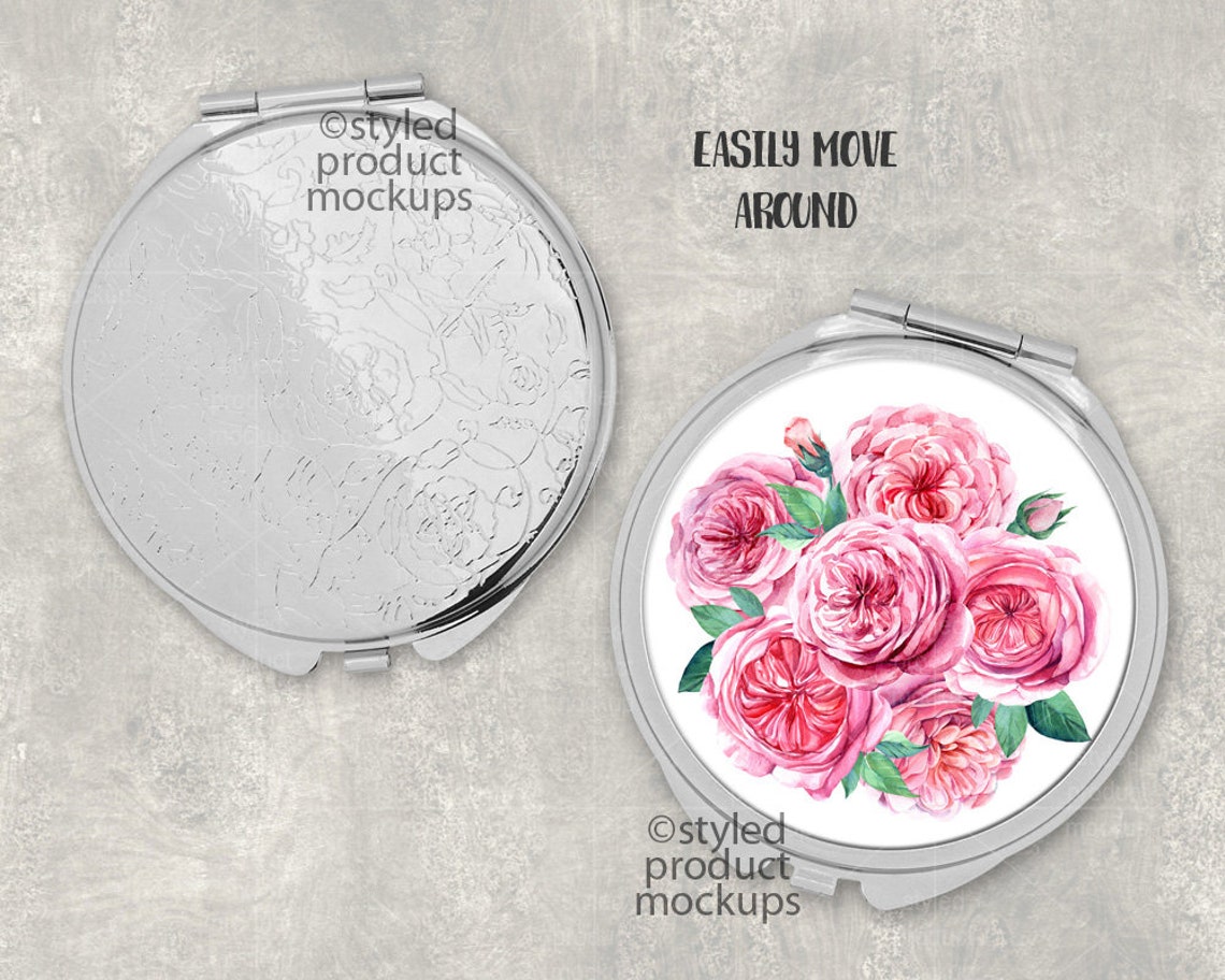 Round Compact Mirror Mockup Template Add Your Own Image and | Etsy