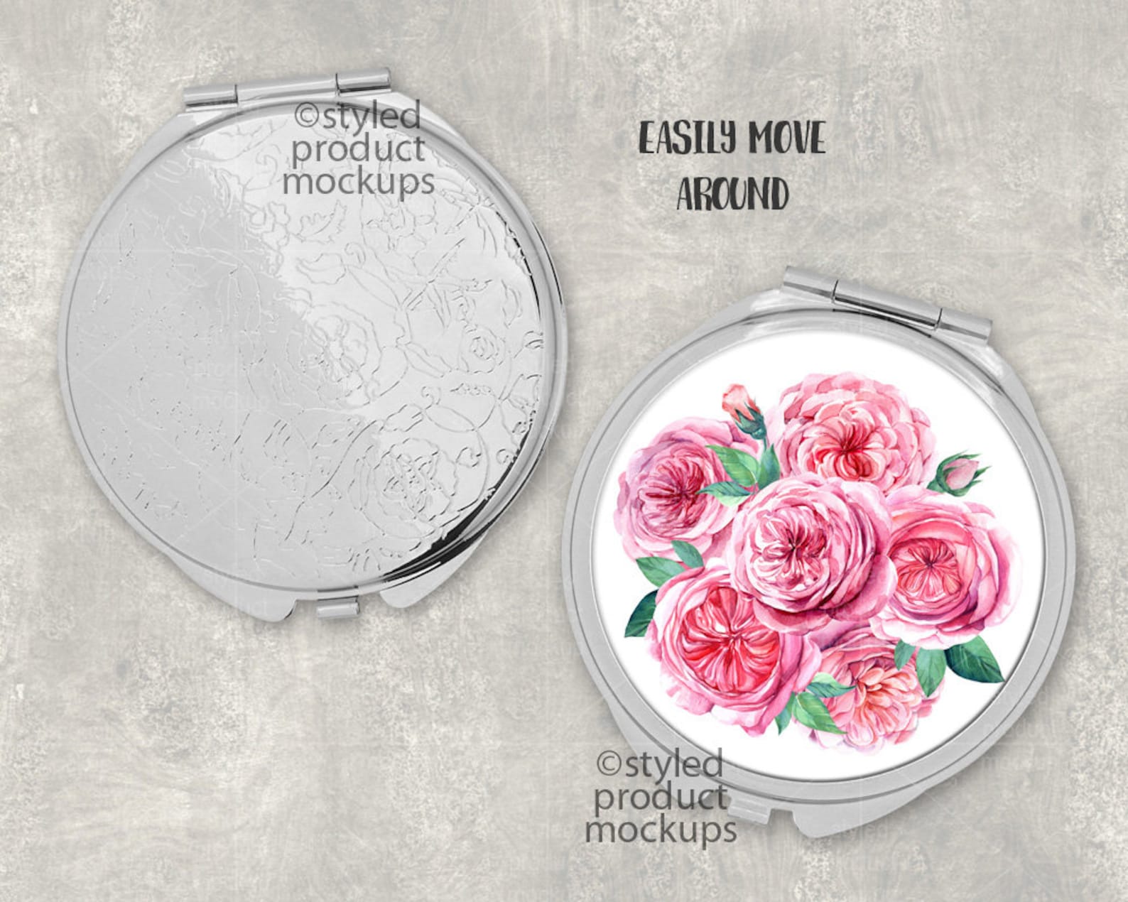 Round Compact Mirror Mockup Template Add Your Own Image and | Etsy