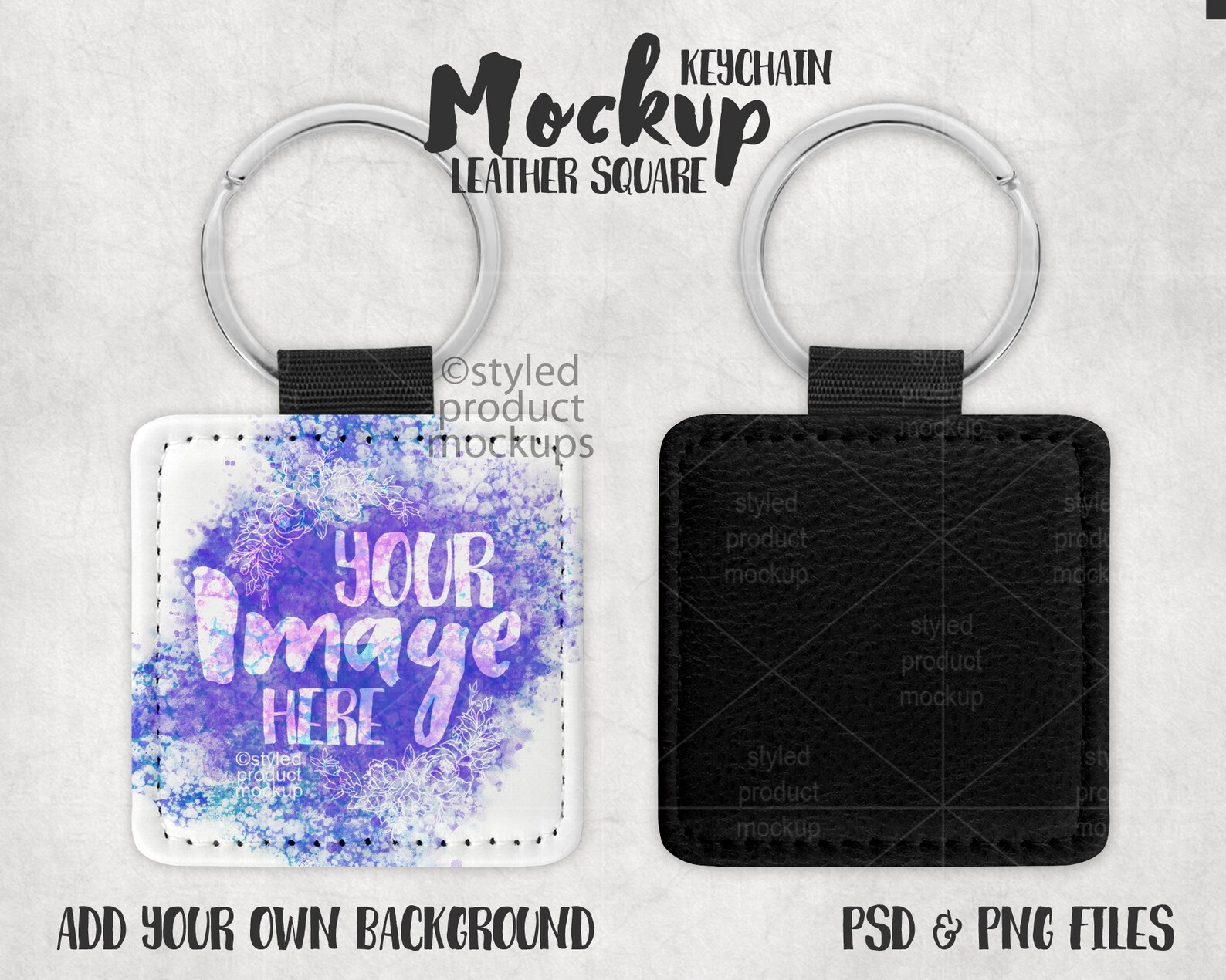 Dye Sublimation Square PU Leather Keychain Mockup Add Your - Etsy
