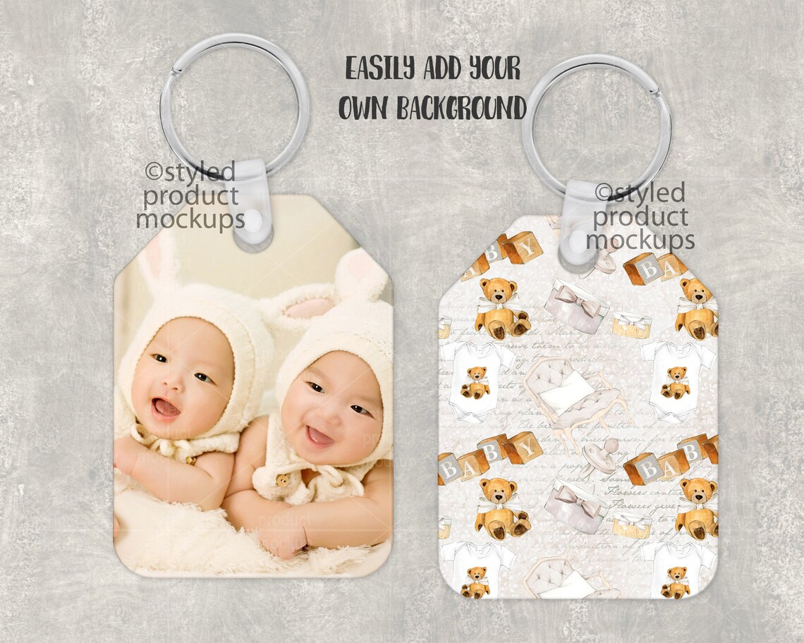 Dye Sublimation Tag Shaped 4906 Keychain Mockup Add Your Own - Etsy