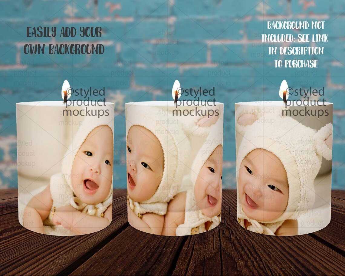 Dye sublimation frosted glass candle holder Mockup Add your | Etsy