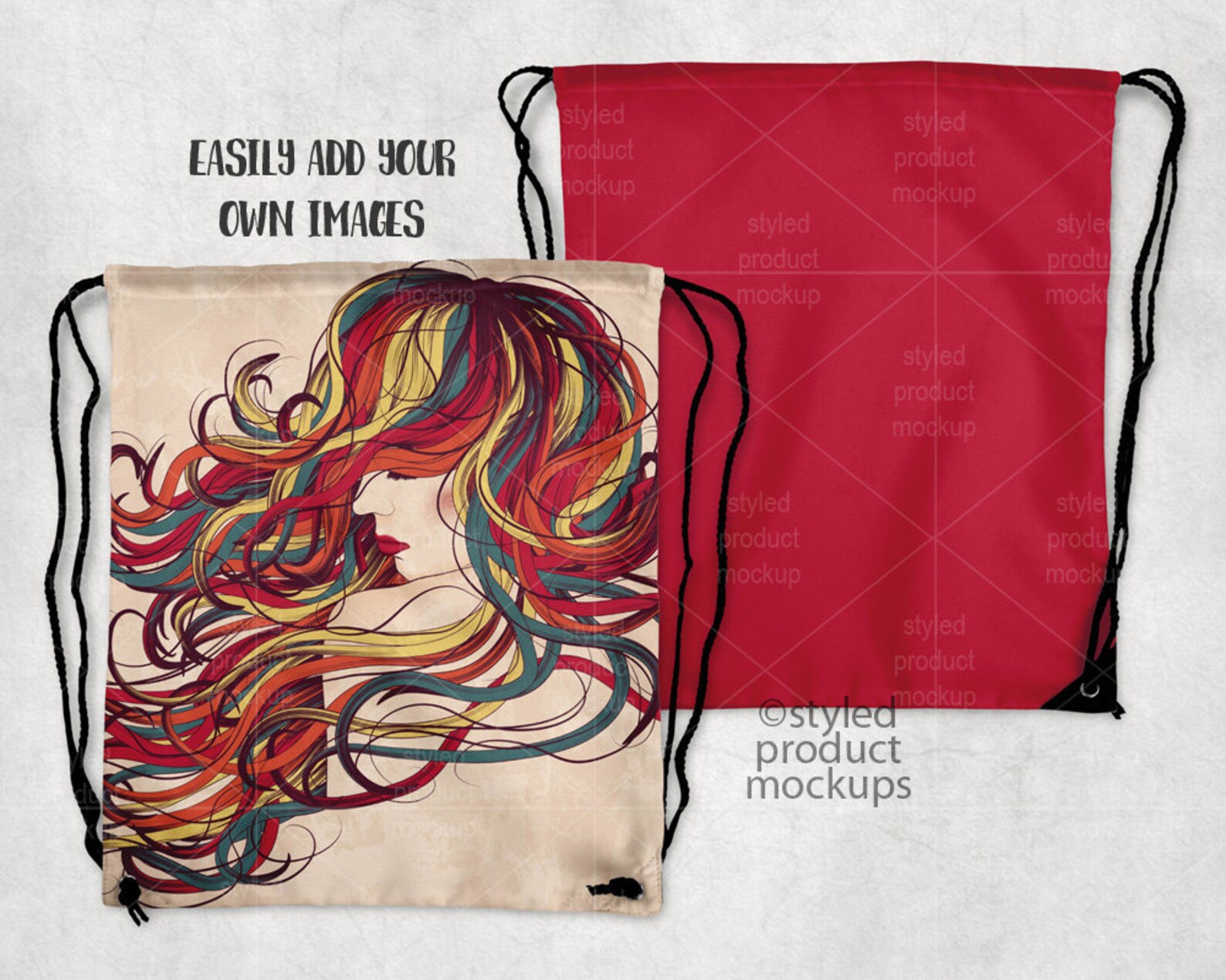 Two Sided Drawstring Backpack Template Mockup Add Your Own | Etsy