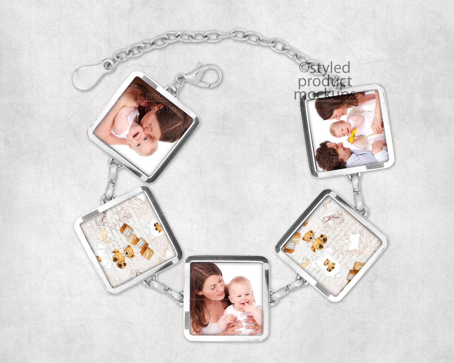 Dye Sublimation Square Panel Charm Bracelet Mockup Add Your - Etsy