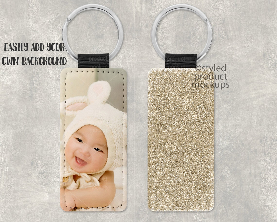 Dye Sublimation PU Leather Keychain With Glitter Back Mockup - Etsy