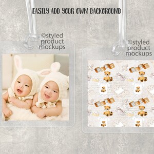 Laminated Square Luggage Tag | Bag Tag Mockup | Add Your Own Image and ...