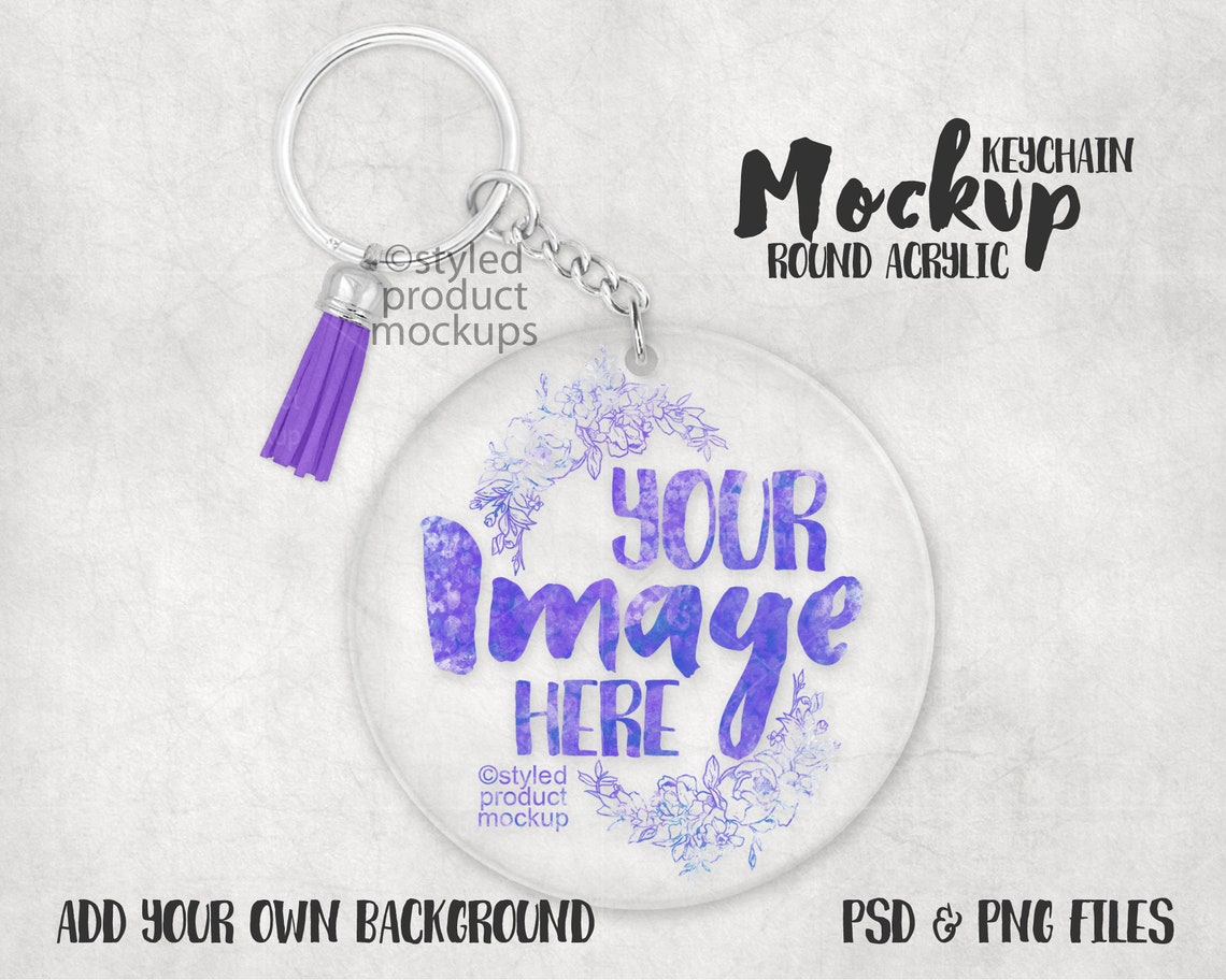 Round Acrylic Keychain With Long Chain and Tassel Mockup Add - Etsy