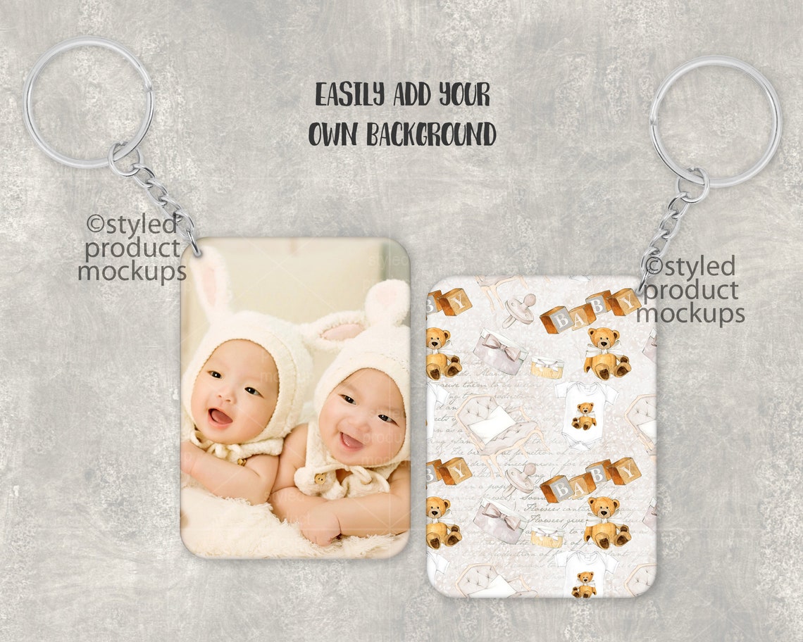 Dye Sublimation 5x7 Cm Keychain Mockup | Add Your Own Image and ...