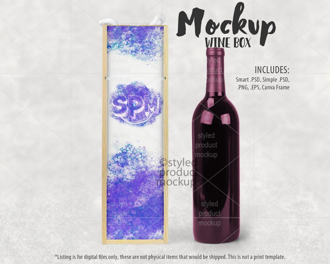 Dye Sublimation Natural Wood Wine Box Mockup Template | Add Your Own ...