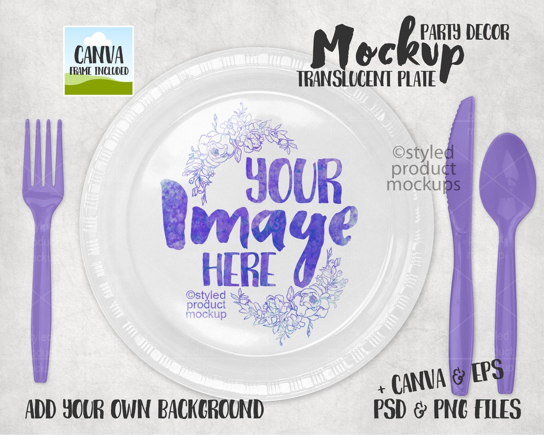 Translucent Plastic Party Plate Mockup | Add Your Own Image and ...