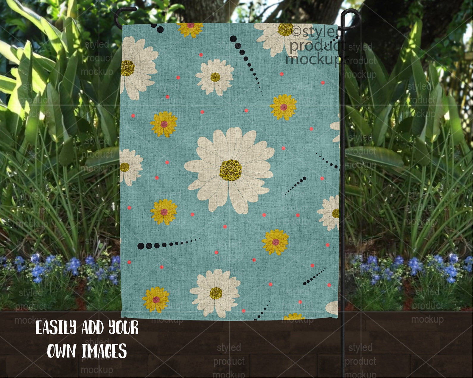 Dye Sublimation Linen Garden Flag Mockup Add Your Own Image - Etsy