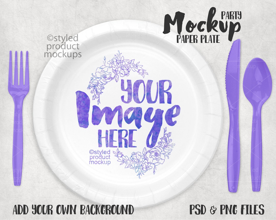 Paper Party Plate Mockup | Add Your Own Image and Background - Etsy