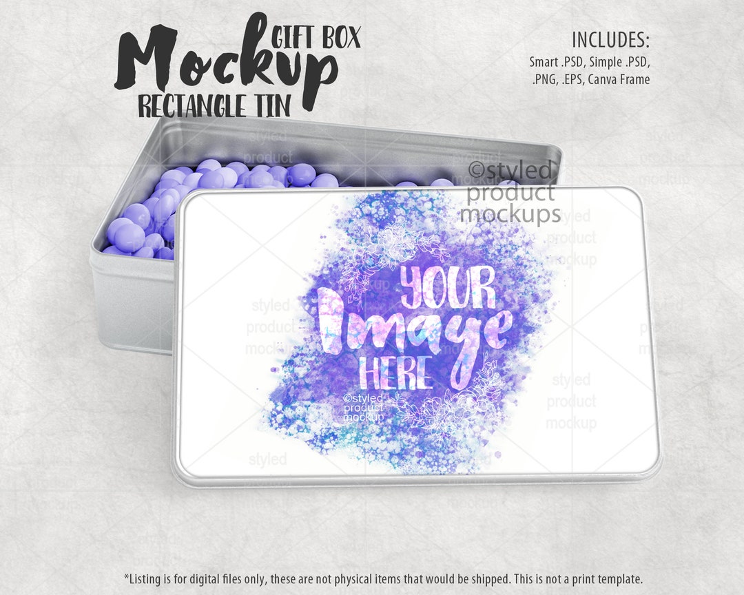 Dye Sublimation Rectangle Tin Metal Box Mockup | Add Your Own Image and ...