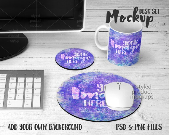 Dye sublimation office desk set mockup Add your own image | Etsy