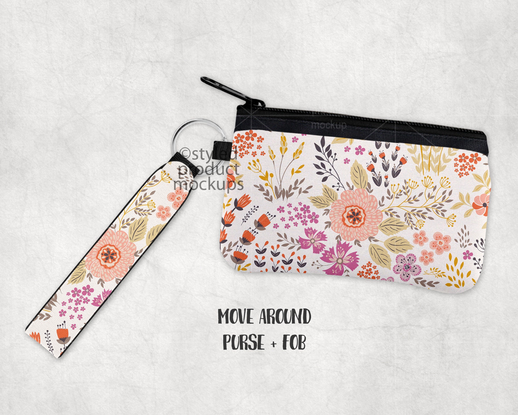 Dye sublimation coin purse with wrist strap Mockup Add your | Etsy