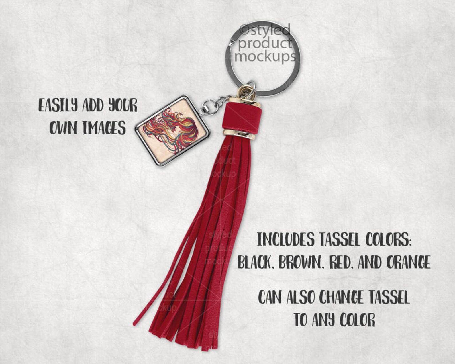Sublimation Keychain With Long Tassel Mockup Template Add - Etsy