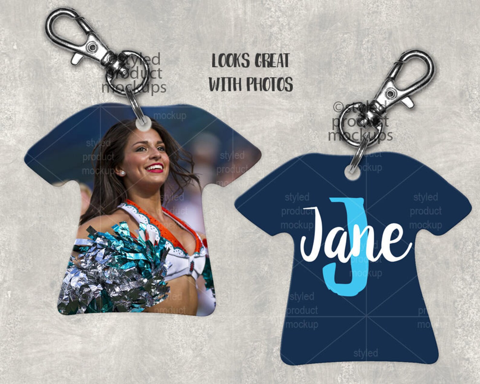 Two Sided T-shirt Shaped Keychain Mockup Template | Add Your Own Image ...