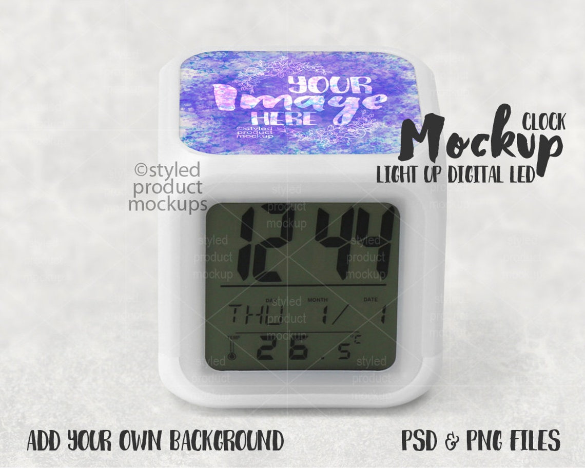 Dye Sublimation LED Light up Digital Alarm Clock Top View - Etsy