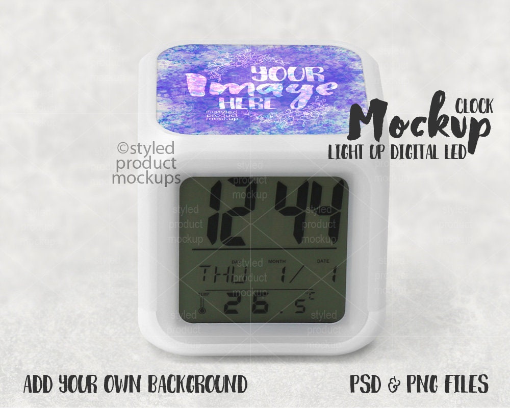 Dye Sublimation LED Light up Digital Alarm Clock Top View - Etsy