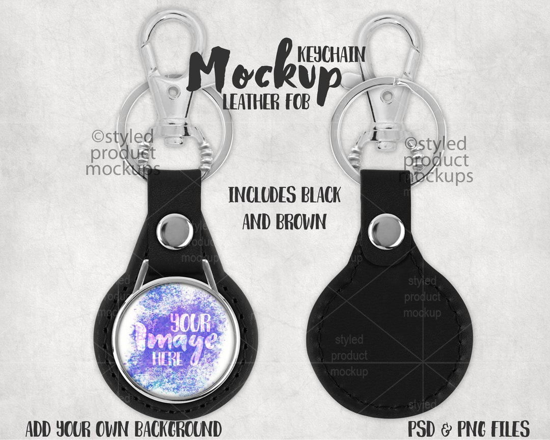 Dye Sublimation Round PU Leather Keychain Mockup | Add Your Own Image ...
