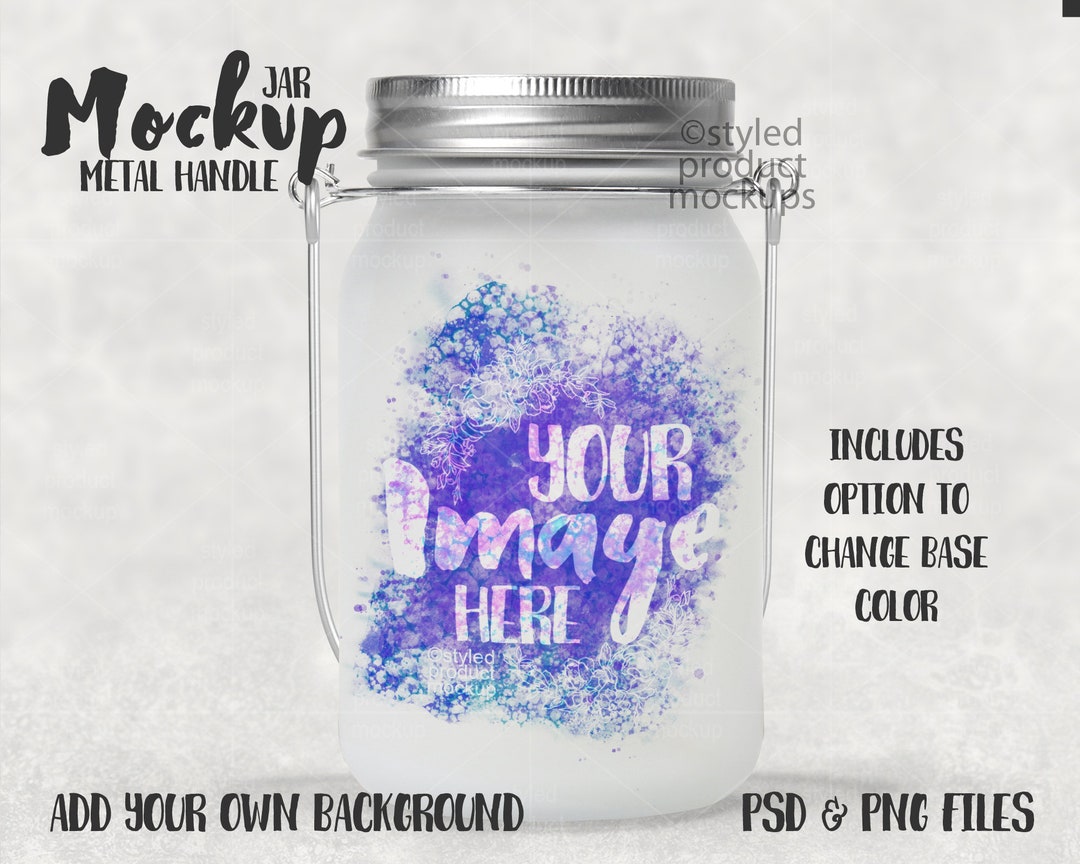 Dye Sublimation Frosted Glass Jar With Fairly Lights and Metal Handle ...