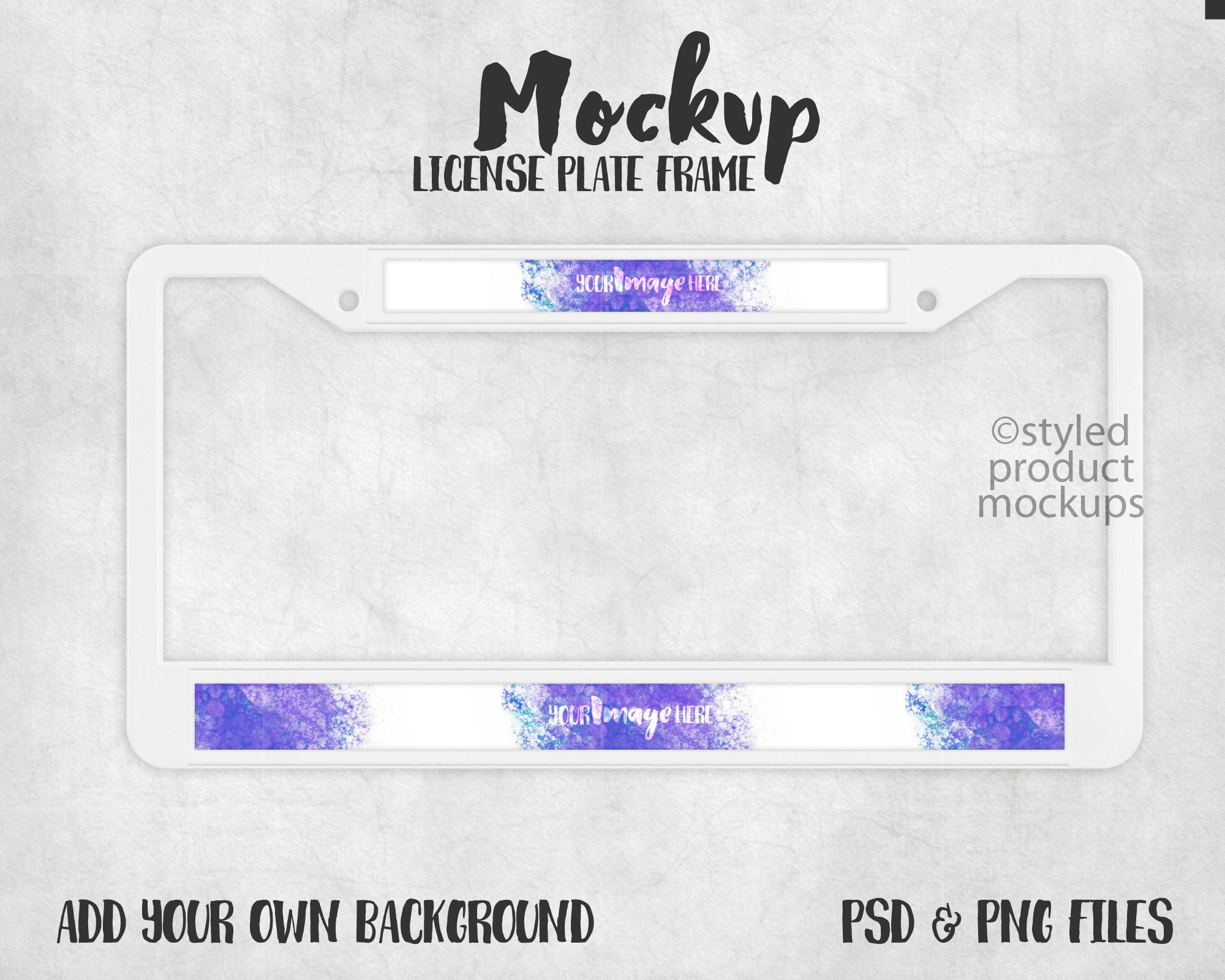 Dye sublimation license plate frame Mockup Add your own | Etsy