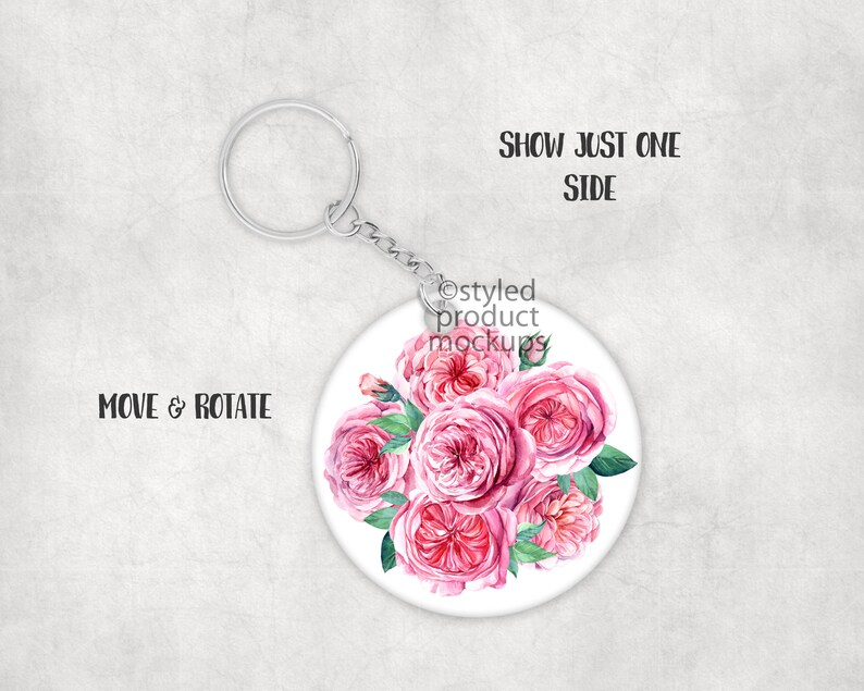 Dye Sublimation Round Keychain Mockup Add Your Own Image and | Etsy