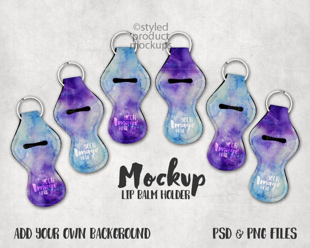 Set of Lip Balm Holders With Key Ring Mockup Template | Add Your Own ...