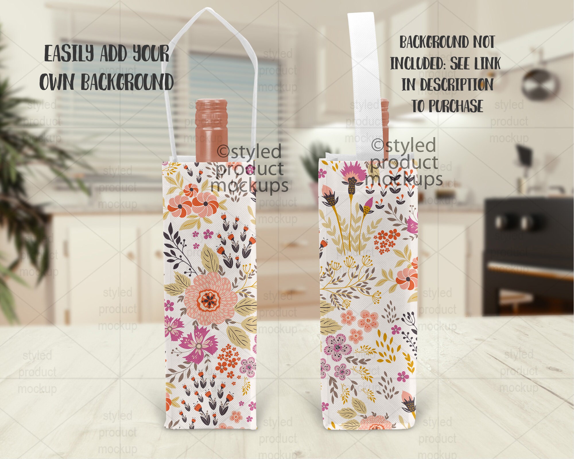 Dye Sublimation Wine Tote Bag Mockup | Add Your Own Image and ...