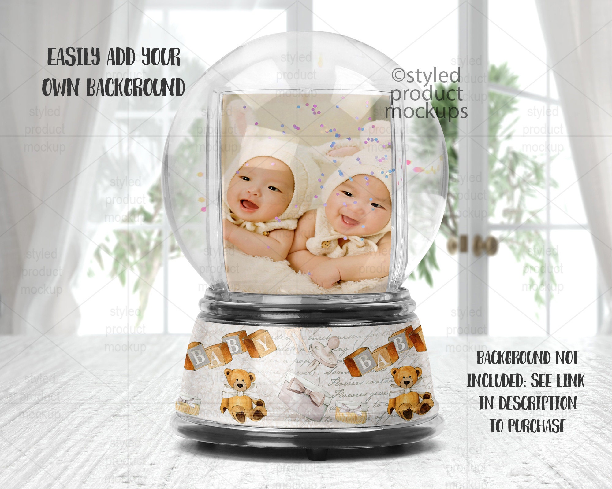 Snow Globe With Globe Photo Insert and Base Insert Mockup - Etsy