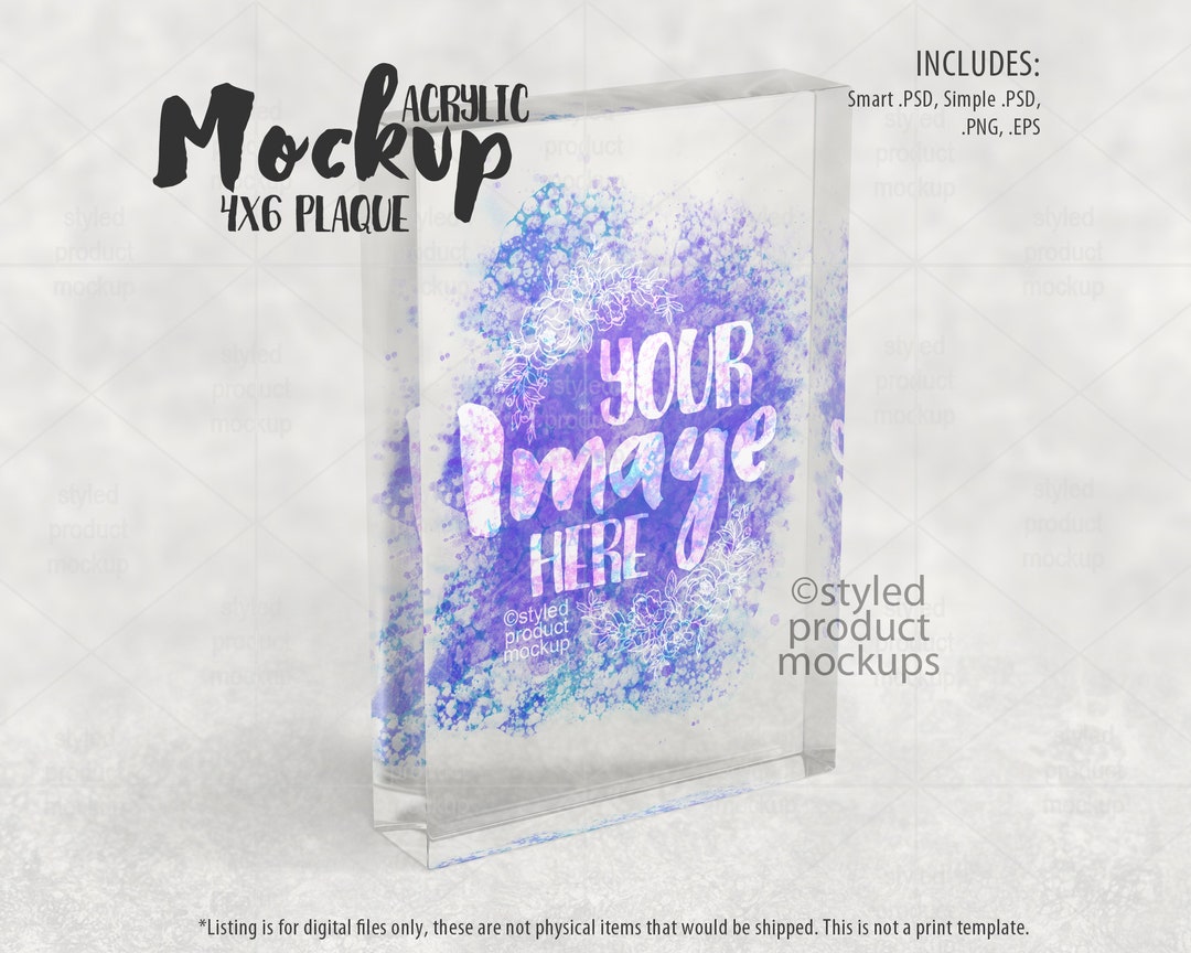 Dye Sublimation or Vinyl 4x6 Inch Acrylic Plaque Vertical Mockup | Add ...