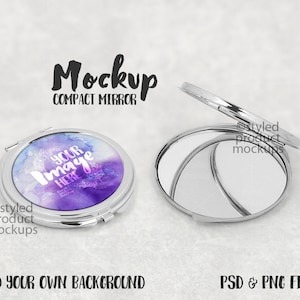 Round Compact Mirror Mockup Template | Add Your Own Image and ...