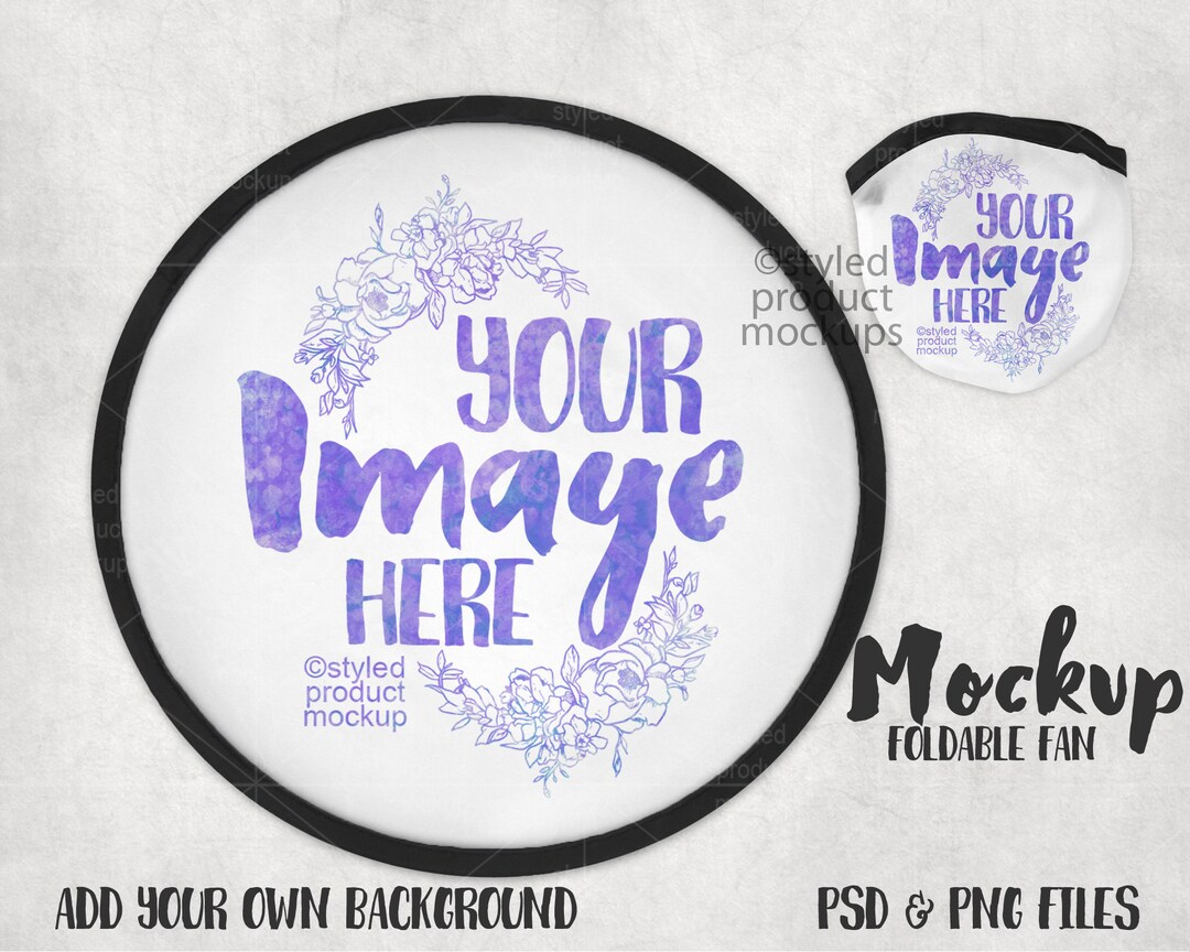 Dye Sublimation Round Foldable Fan With Case Mockup | Add Your Own ...